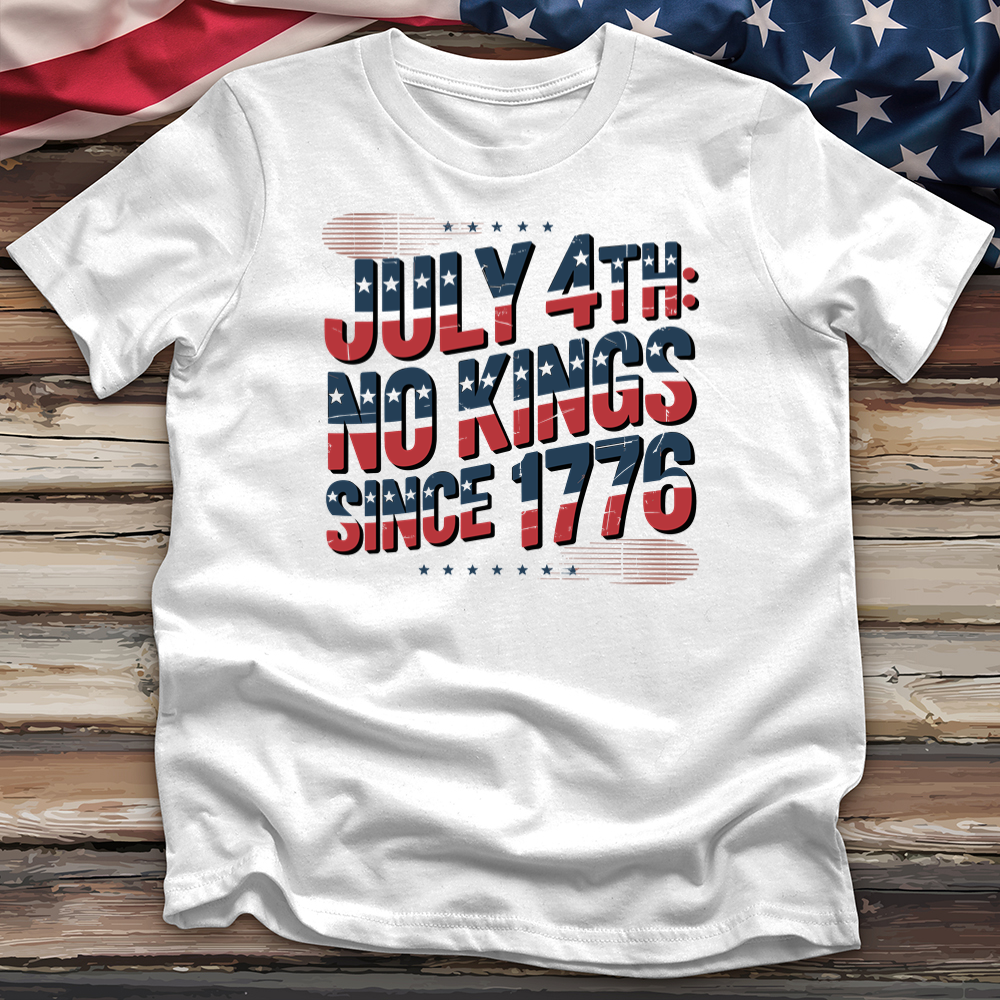 July 4th No Kings Tee – Waving Flag Freedom