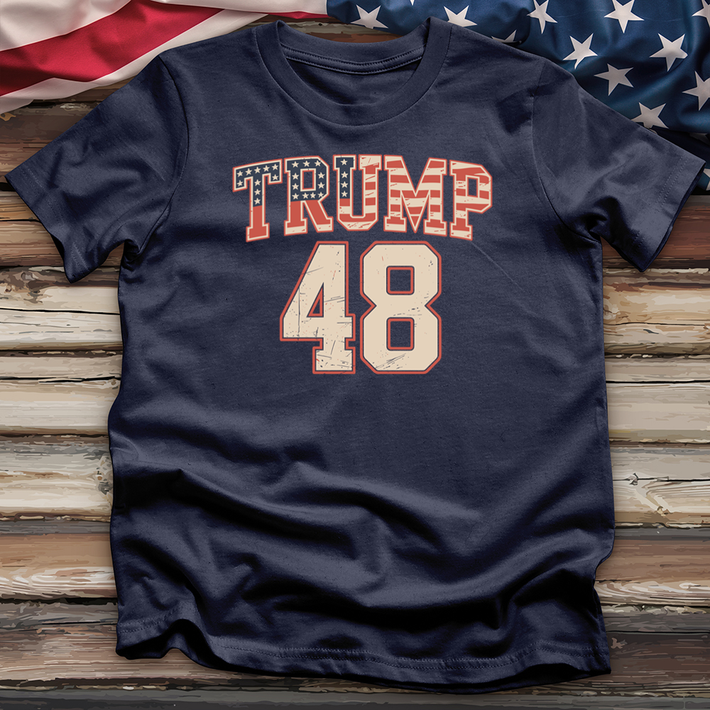 TRUMP 48 Tee – Waving Flag Freedom